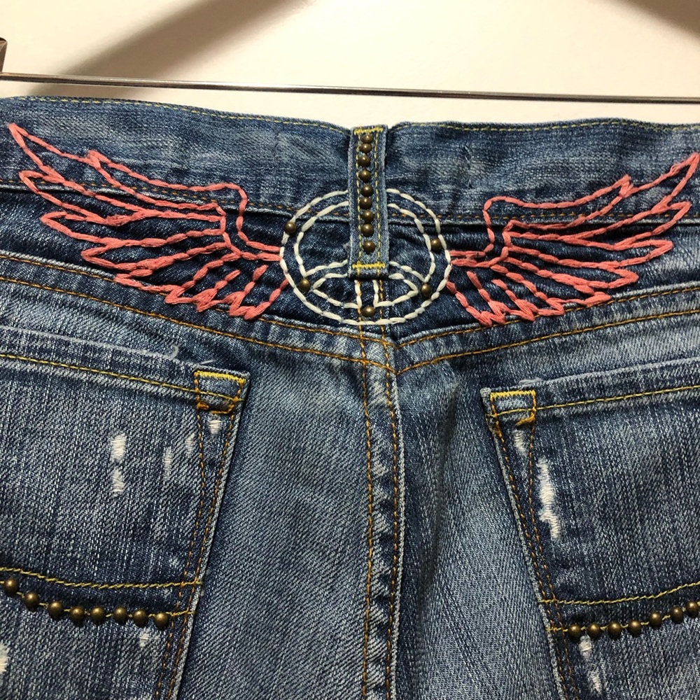 Rare Lucky Legends Embroidered Peace Sign Pink Wings … - Gem